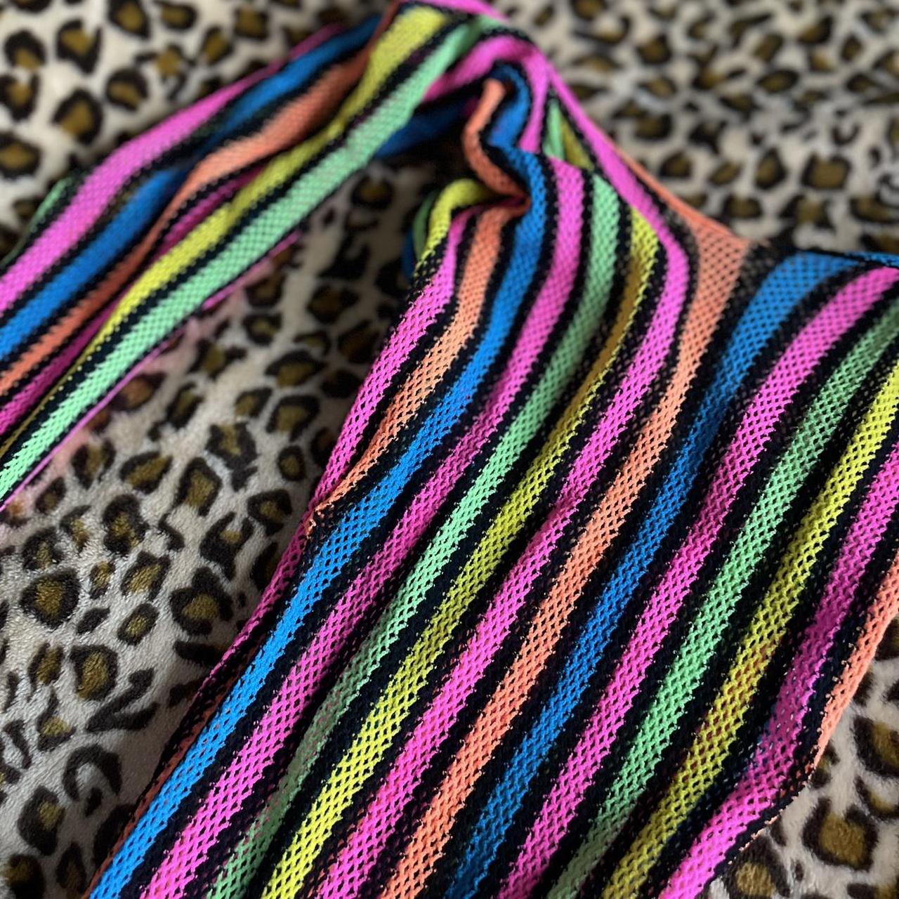 sexy off-shoulder rainbow fishnet dress 💕 never worn... - Depop