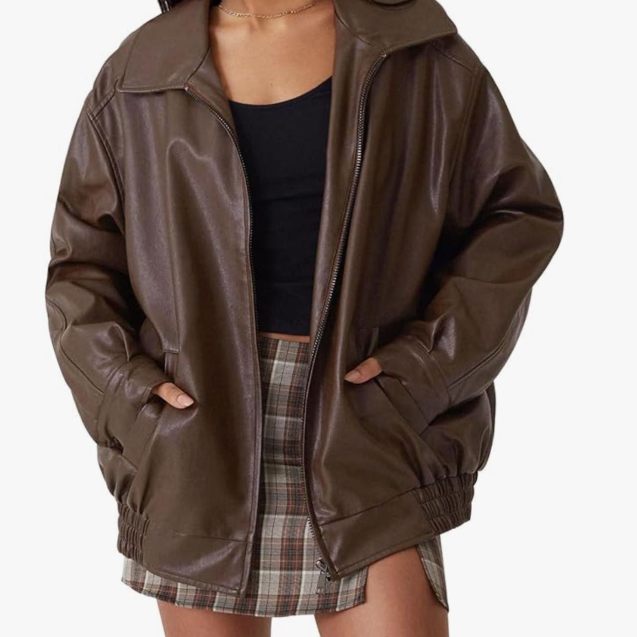 AUTOMET Womens Oversized Leather Jackets Faux Suede... - Depop