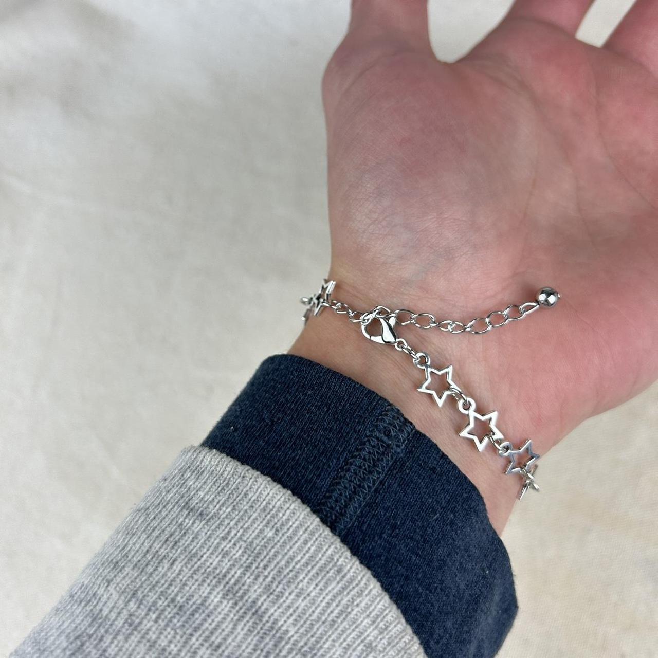 Vintage style stainless steel silver star chain... | Depop