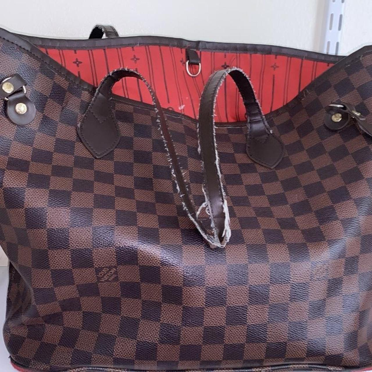 LV checker print bag a - Depop