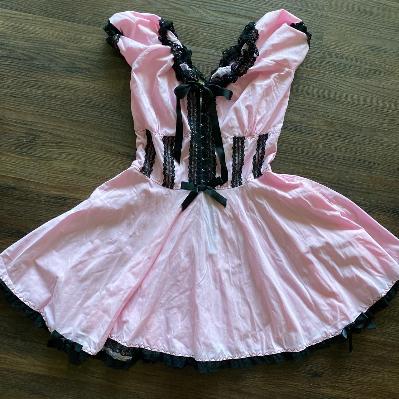 Malicious designs pink and black maja dress!!... - Depop