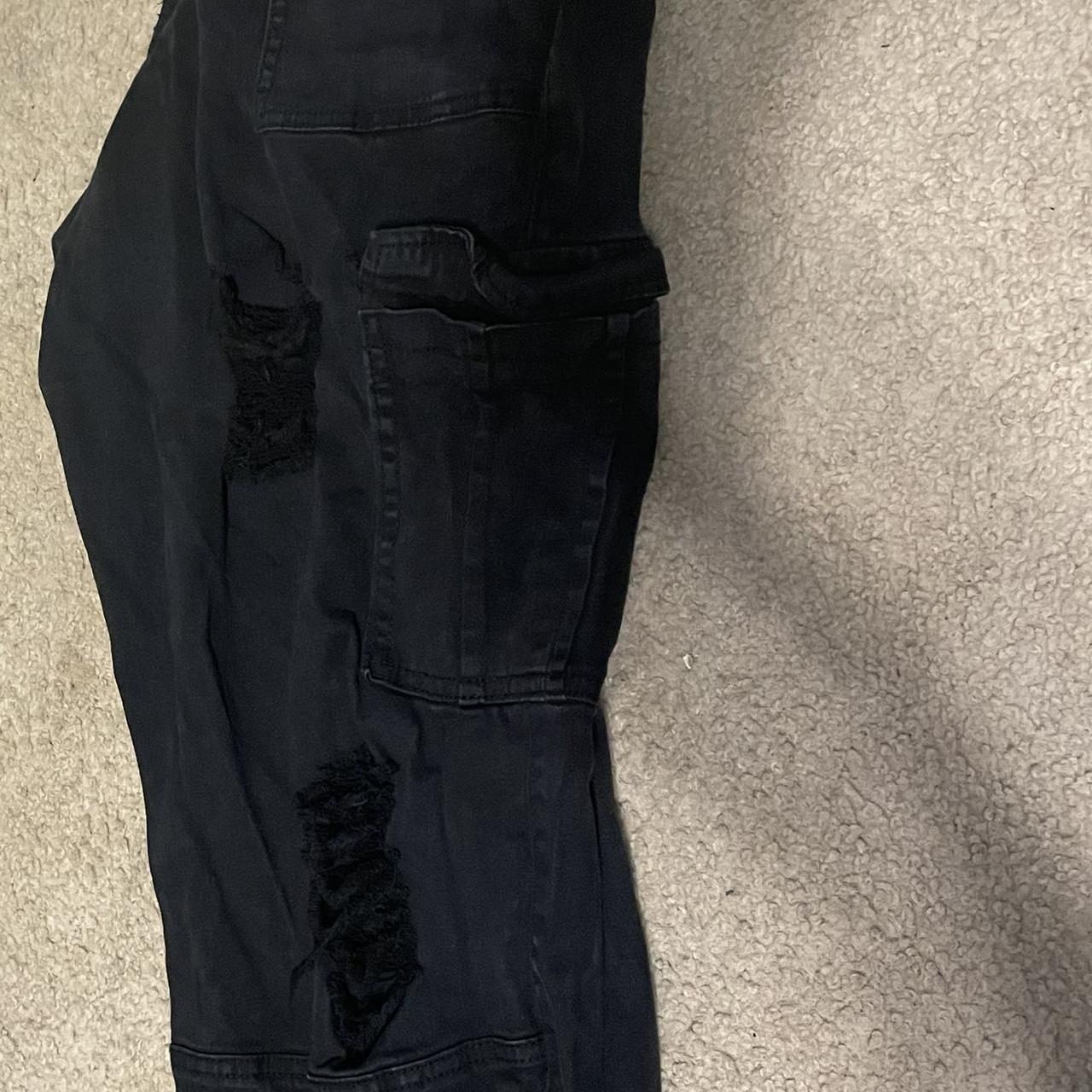 Black Cargo Pants w/ Ripped Detailing, Missing... - Depop