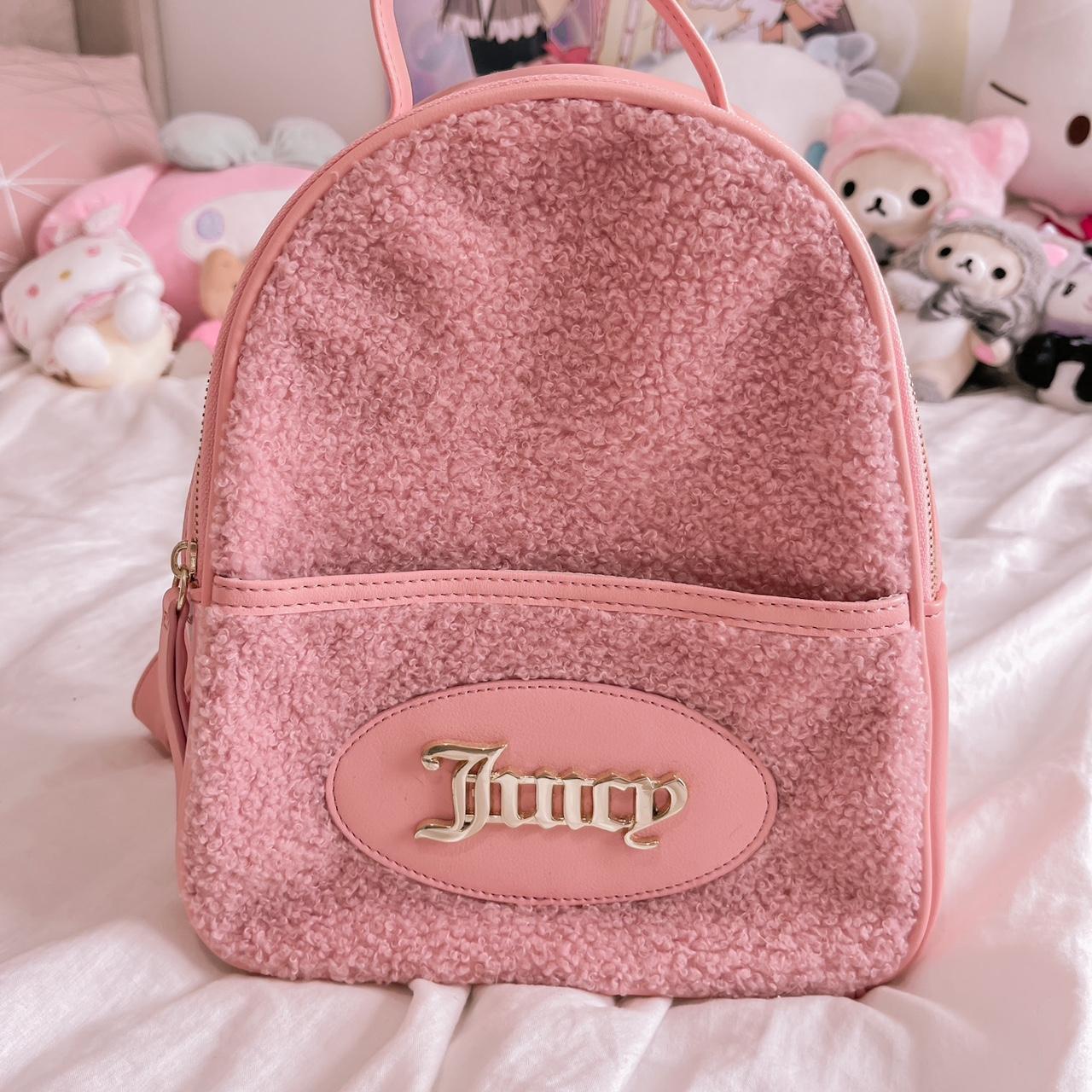 Pastel fuzzy light pink juicy couture backpack... - Depop