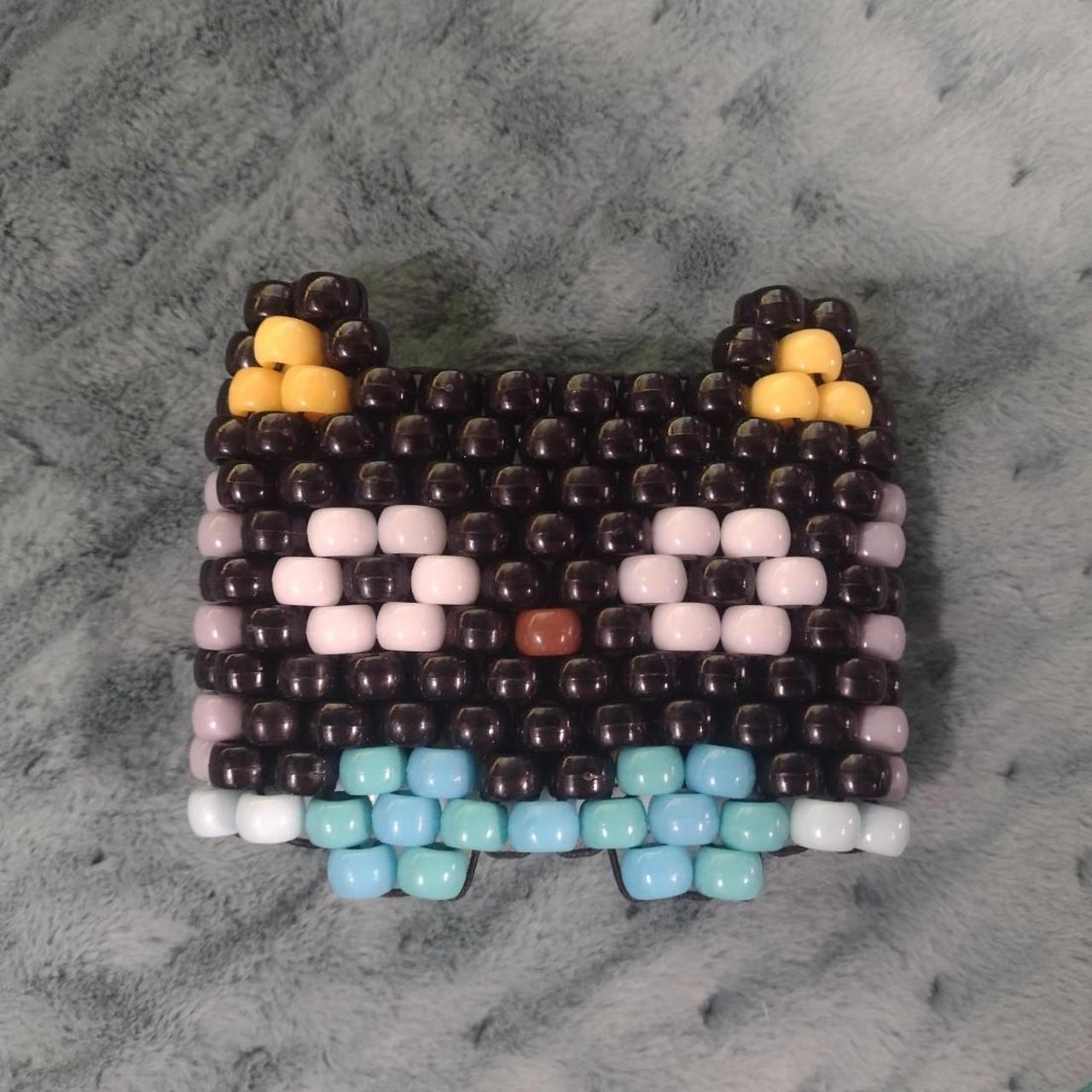 Handmade Chococat #Kandi Cuff !!! 🩵🖤🩵🖤🩵🖤🩵 #scene... - Depop