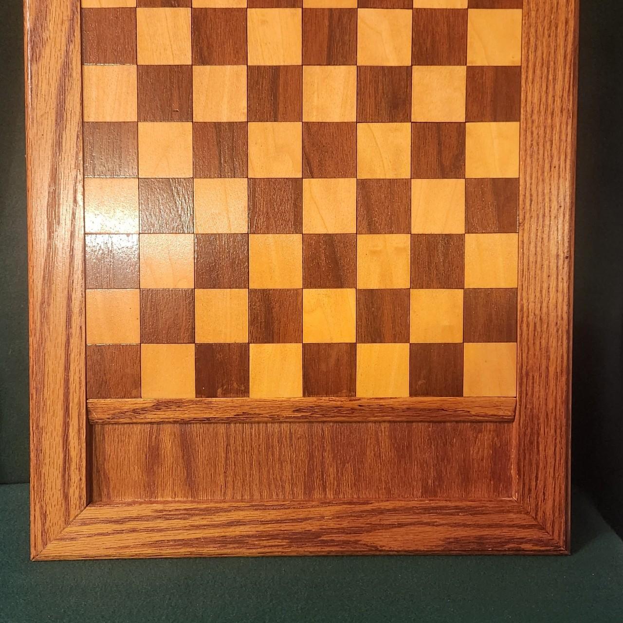 Wood Chess Board Game Inlay Oak Handmade Measures... | Depop