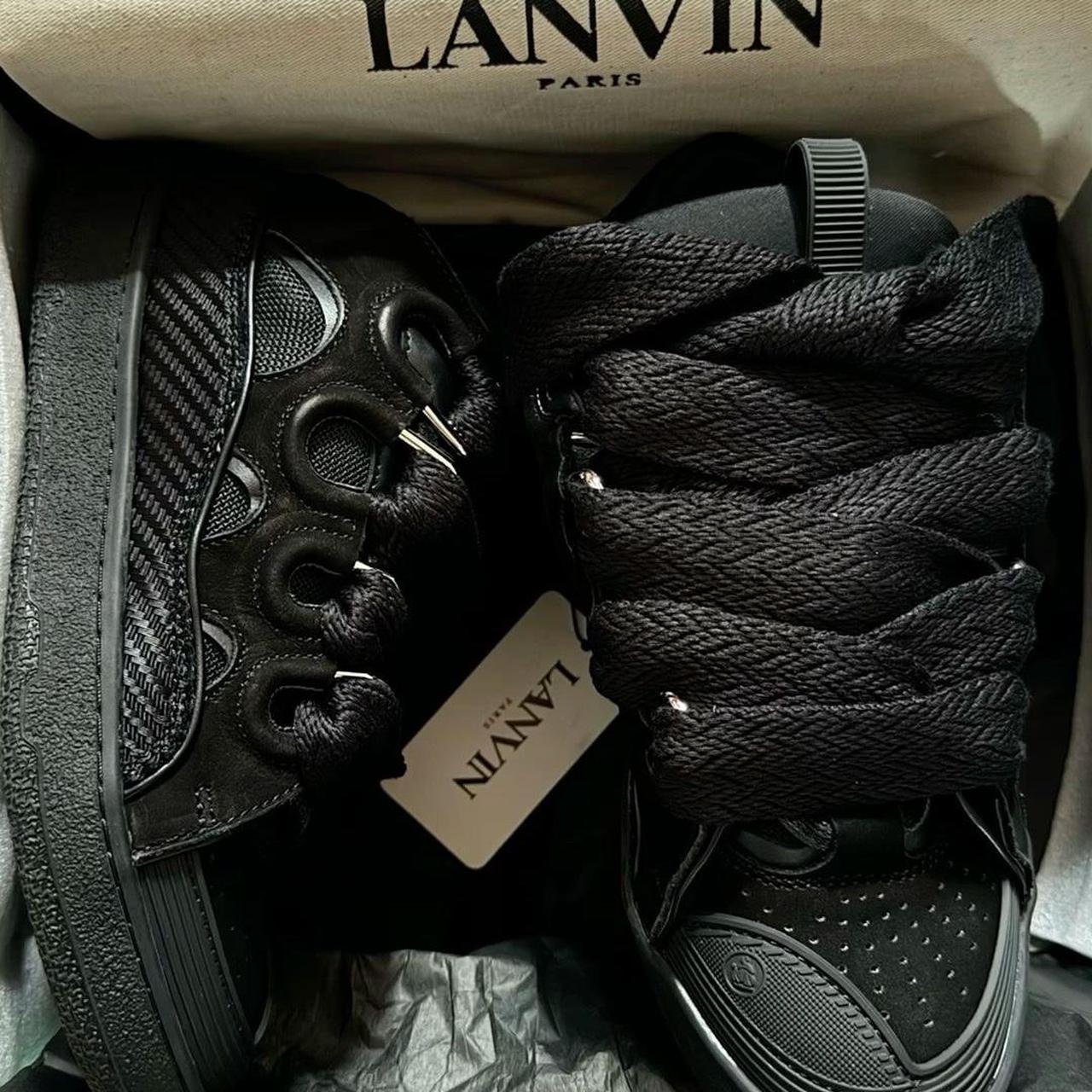 Black and grey Lanvin leather trainers #Lanvin... - Depop