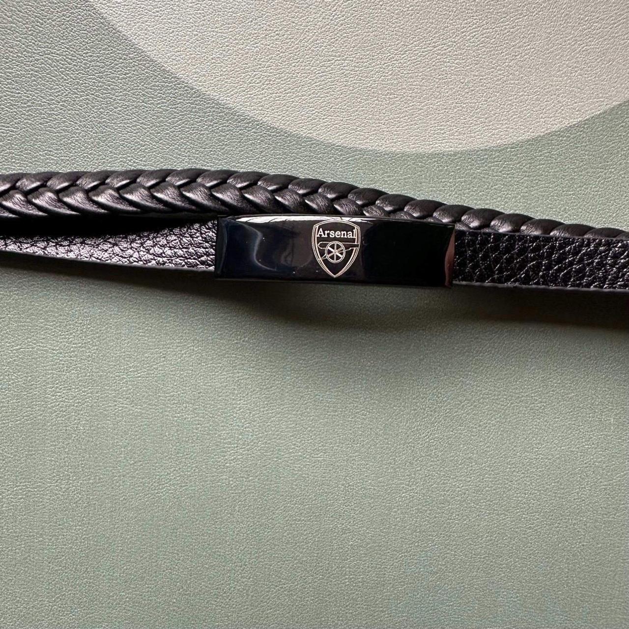 Arsenal black leather bracelet with logo #Arsenal - Depop