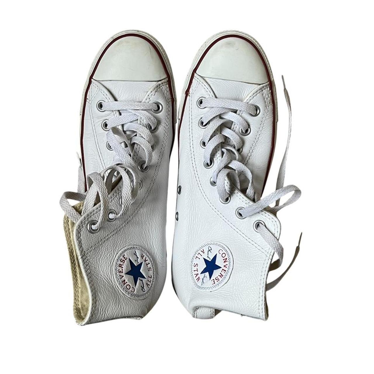 White leather converse Scuff marks on the front and... | Depop