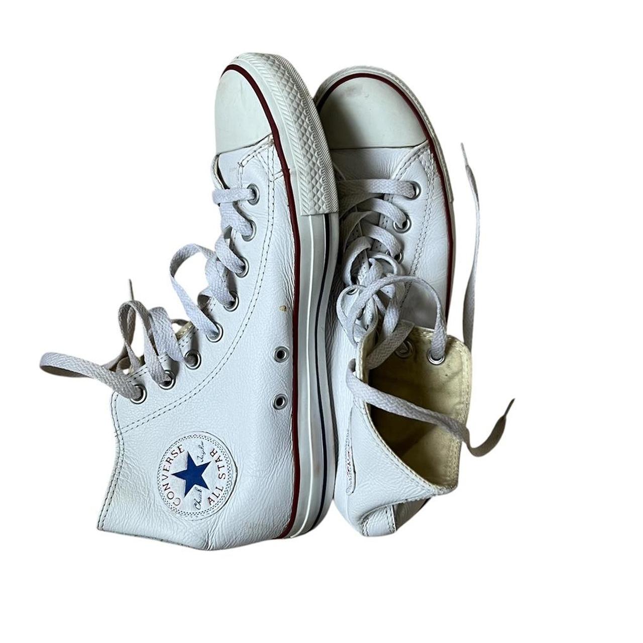 White leather converse Scuff marks on the front and... | Depop