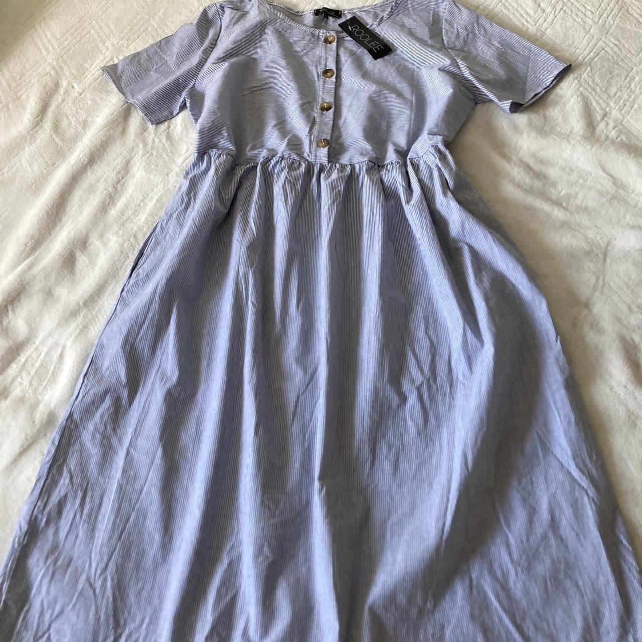 Brand new Roolee Blue and white striped dress with... - Depop
