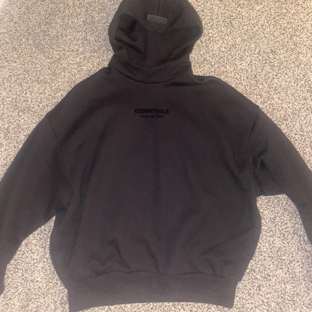 ESSENTIALS mock neck all black hoodie size XS ~warn... - Depop