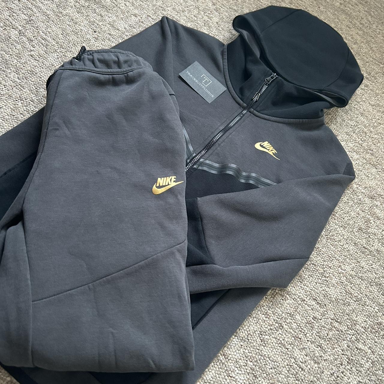 Nike Tech Fleece Grey / Gold 3rd Gen Old Season... - Depop