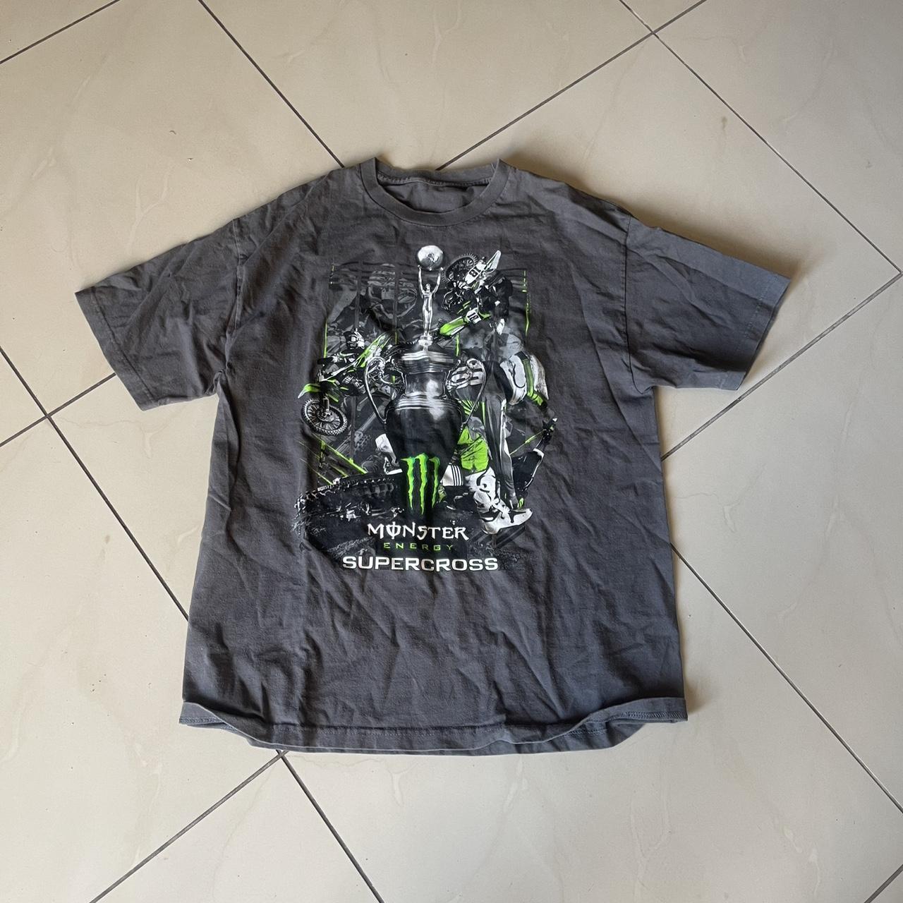 Grey Monster Energy Supercross T-shirt #motocross - Depop