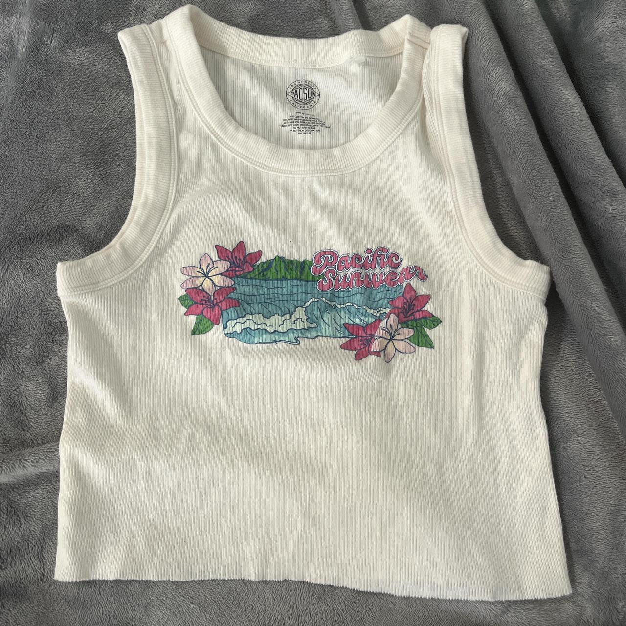 pacsun tropical y2k beach hibiscus tank top #pacsun... - Depop