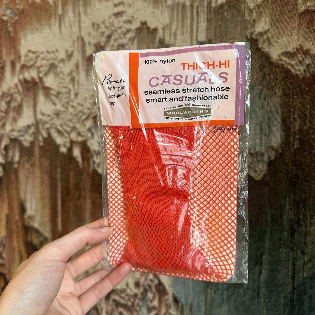 Vintage Woolworth’s Primrose Red Thigh High Fishnet... - Depop