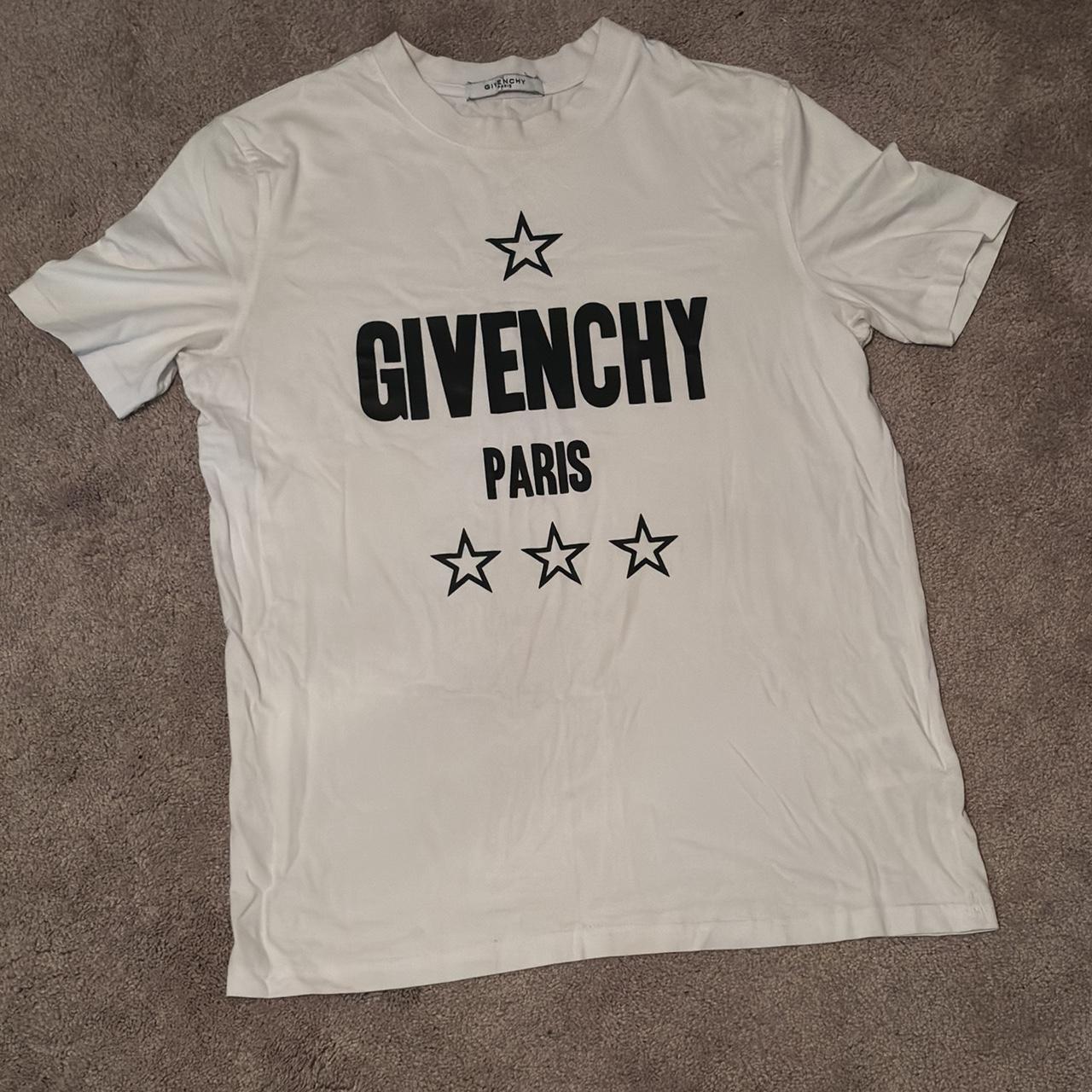 White Givenchy Paris tee (runs small) Size Large - Depop