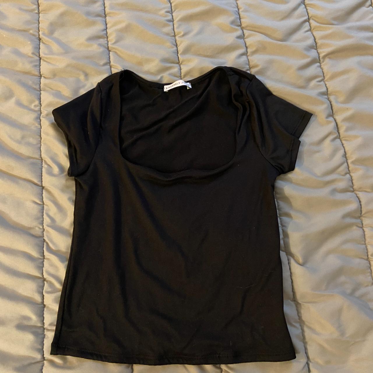 Black square neck top - Depop