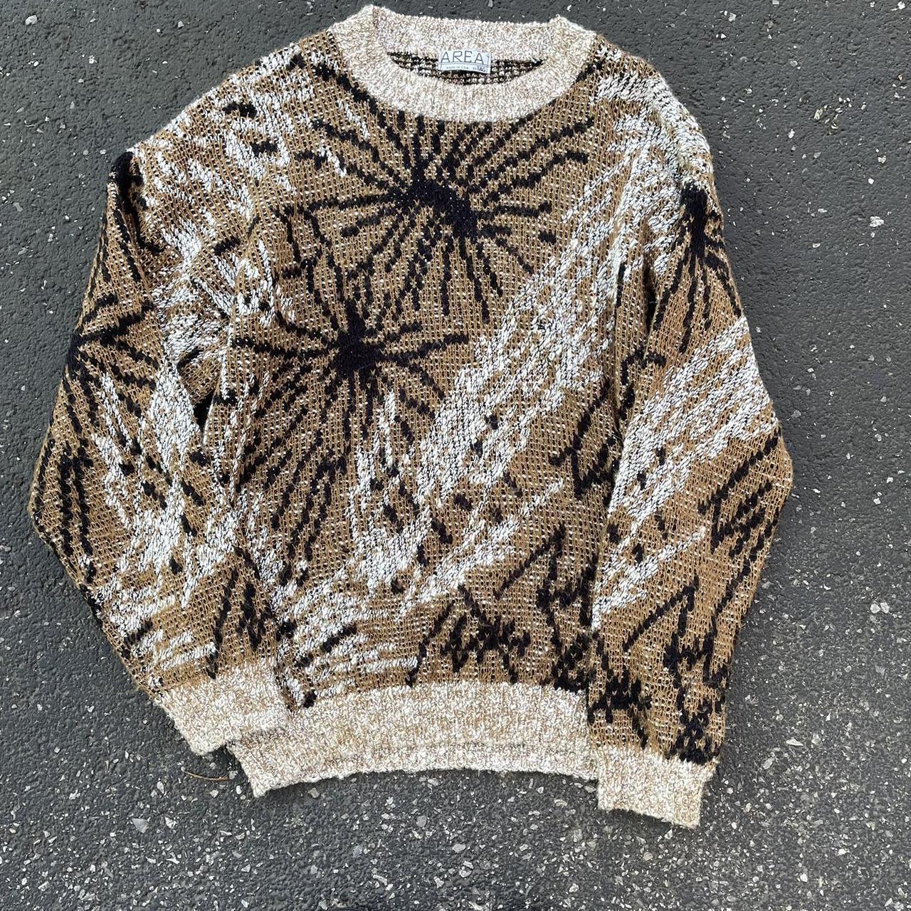 vintage abstract knit sweater firework pattern... - Depop
