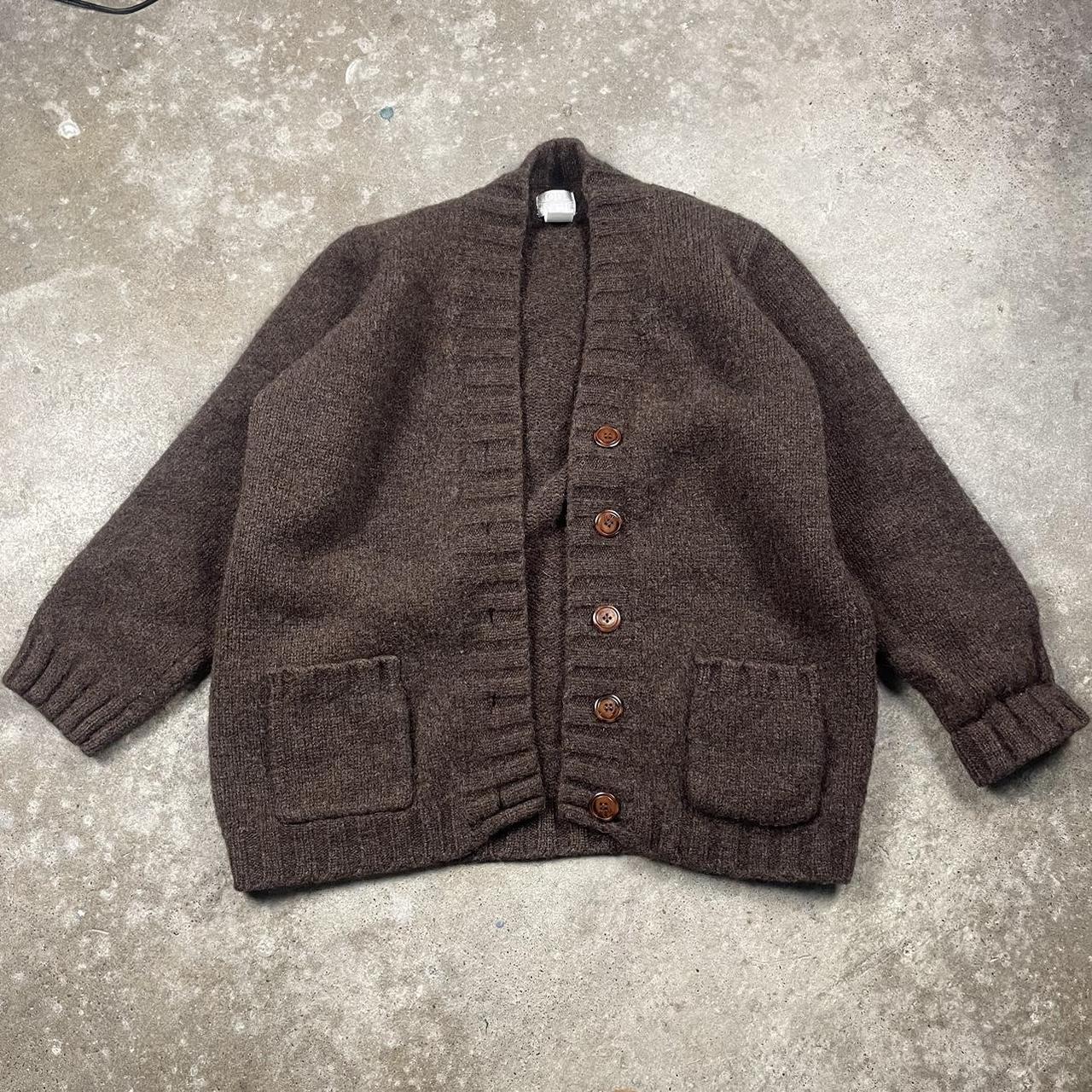 vintage wool cardigan vintage 90s 100% wool button... - Depop