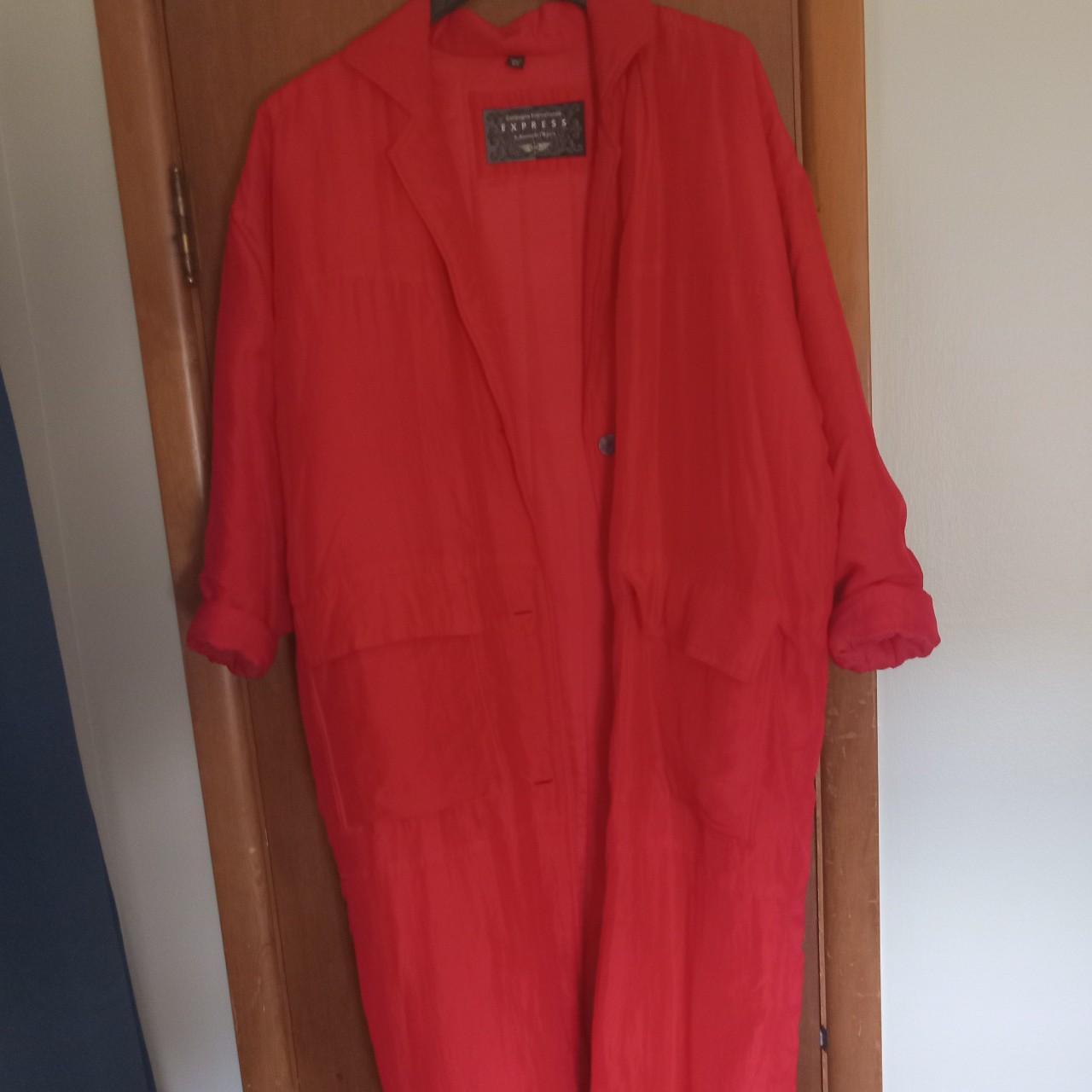 Red, full length, oversized Express coat. Size... - Depop