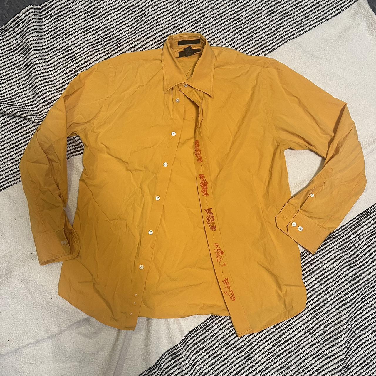 Vintage yellow button up long sleeve shirt With... - Depop