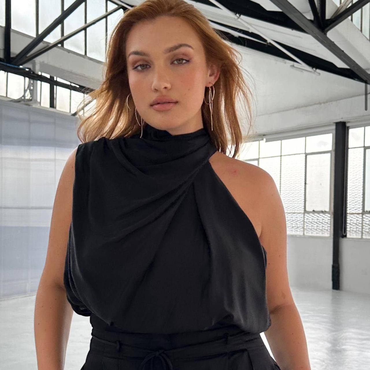 Sheike- Black silk halter neck Gracie top. Never... - Depop