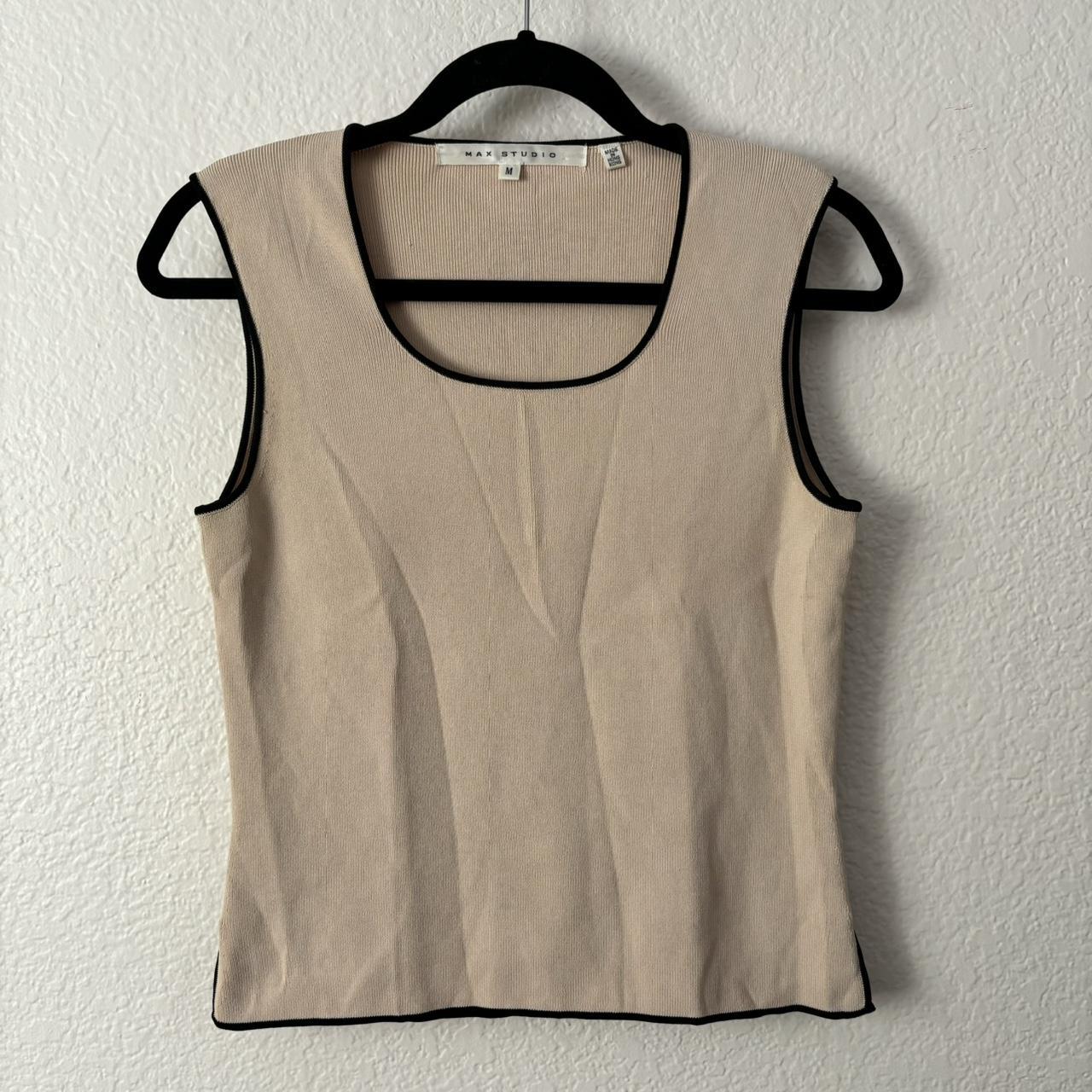 Vintage Max Studio tan square cut tank top! This... - Depop