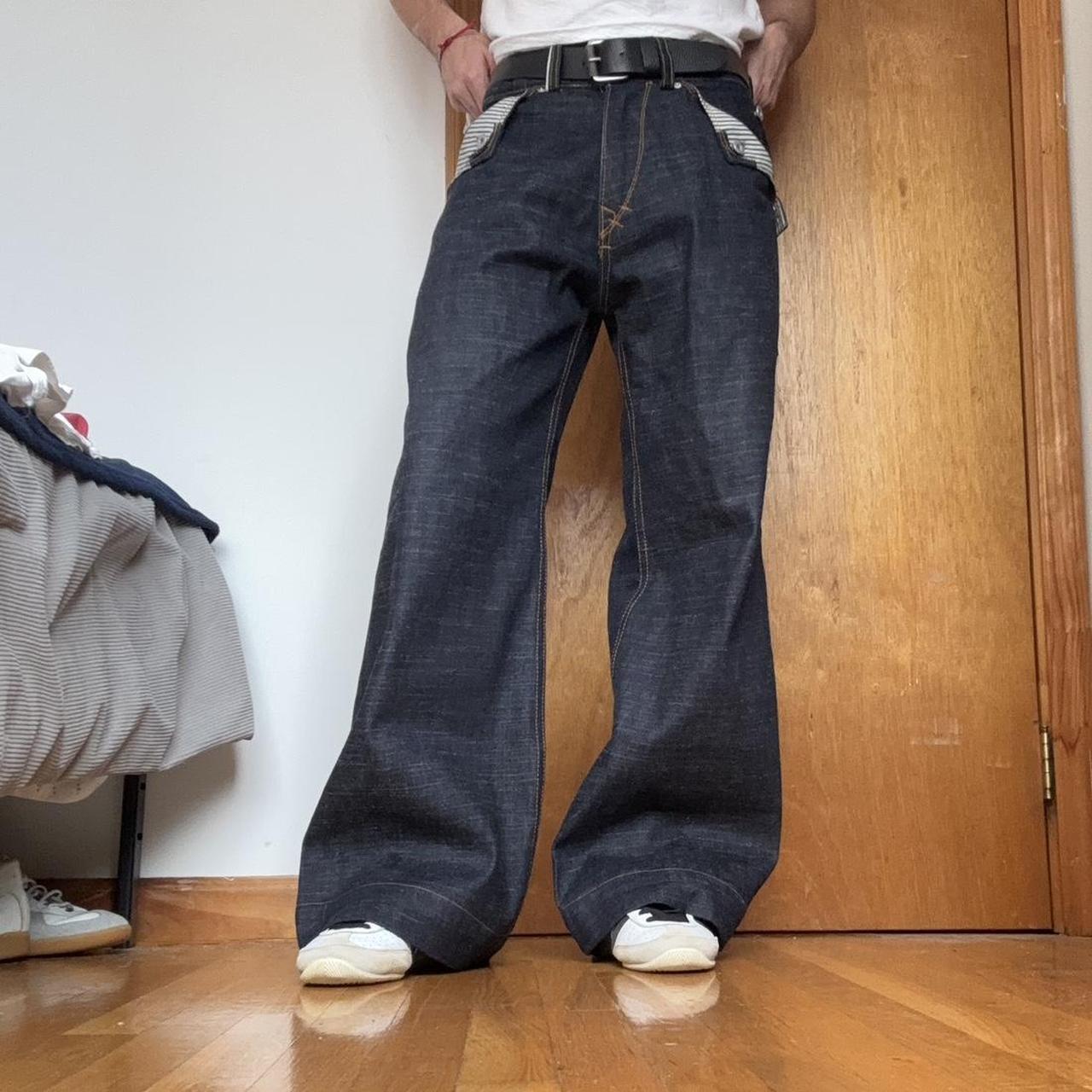 Custom made baggy selvedged denim jeans by gbp.05.... | Depop