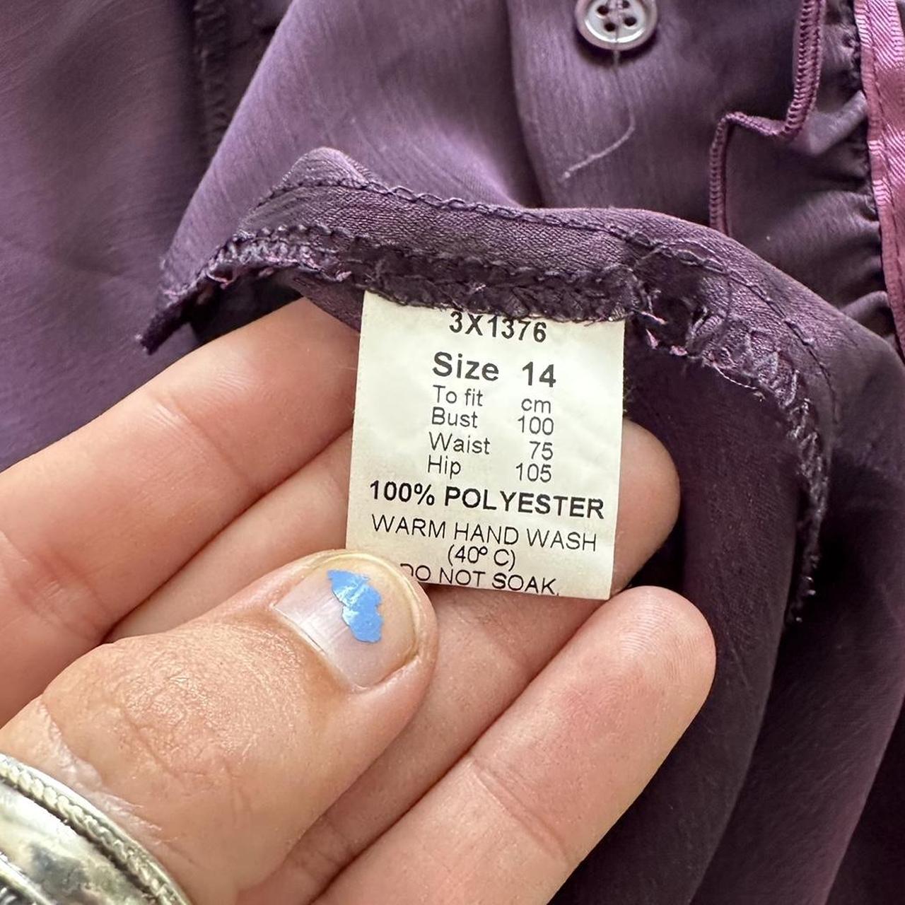 Vintage sheer purple ruffled button up blouse... - Depop