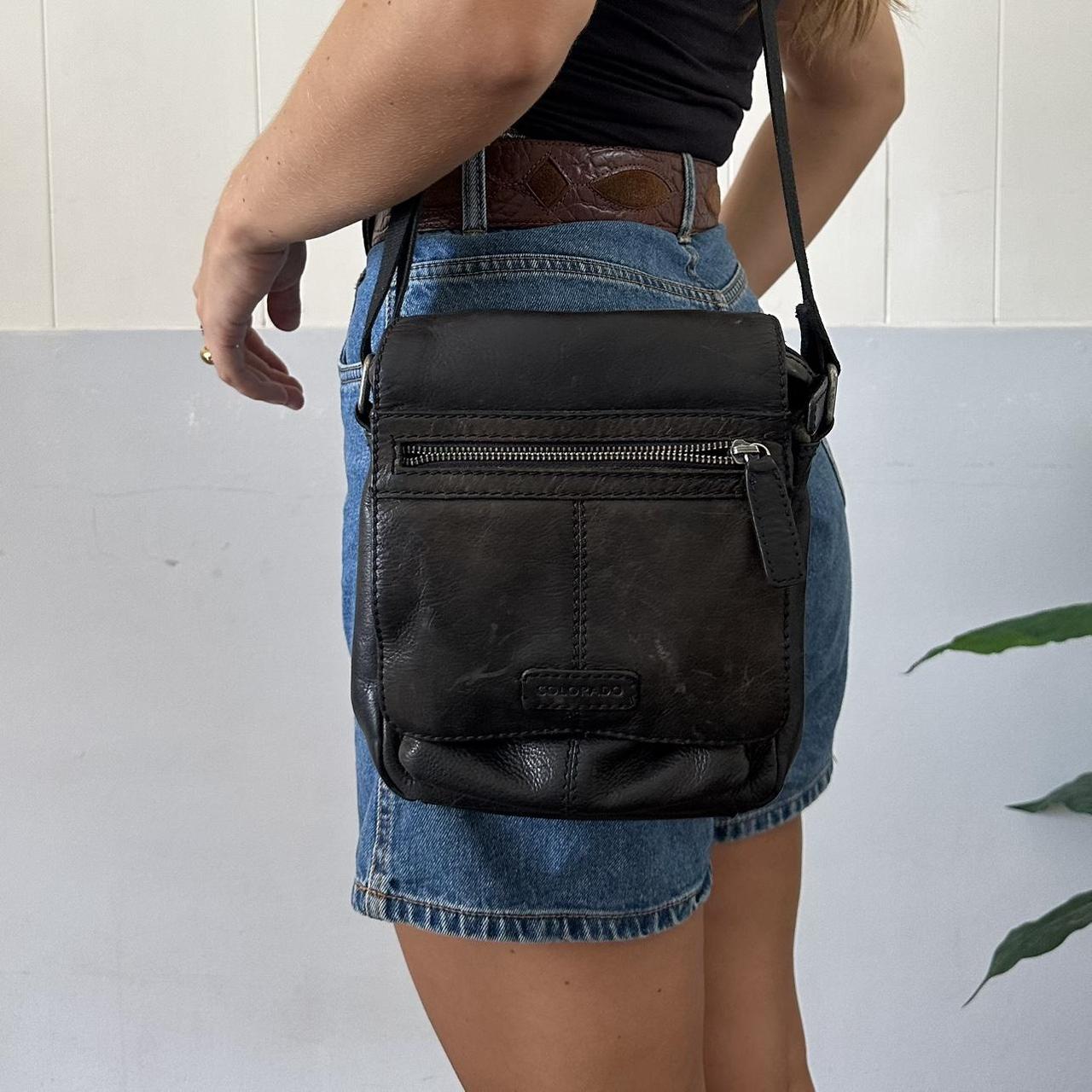 Vintage black leather Colorado bag Can be worn... - Depop