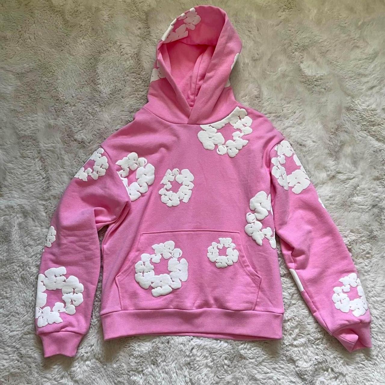 Pink and white denim tears hoodie Brand new sealed... - Depop