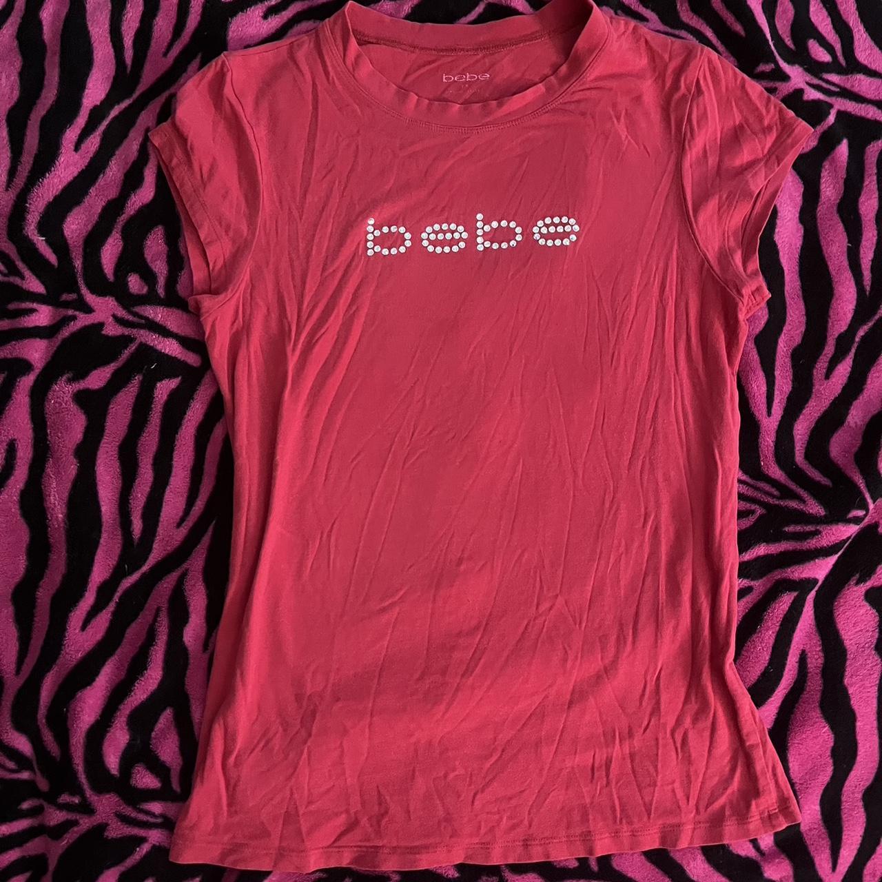 BEBE TOP cutest red bebe top with bebe written in... - Depop