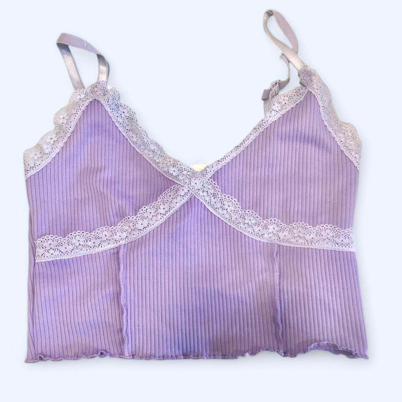 Purple and white lace cami top #y2kfashion | Depop