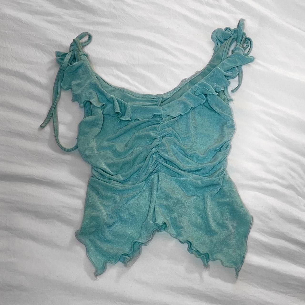 Y2K Blue Summer Top Size Small - Depop