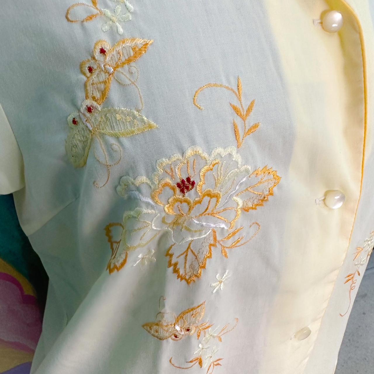 Adorable buttercup yellow vintage Chinese pajamas in... - Depop