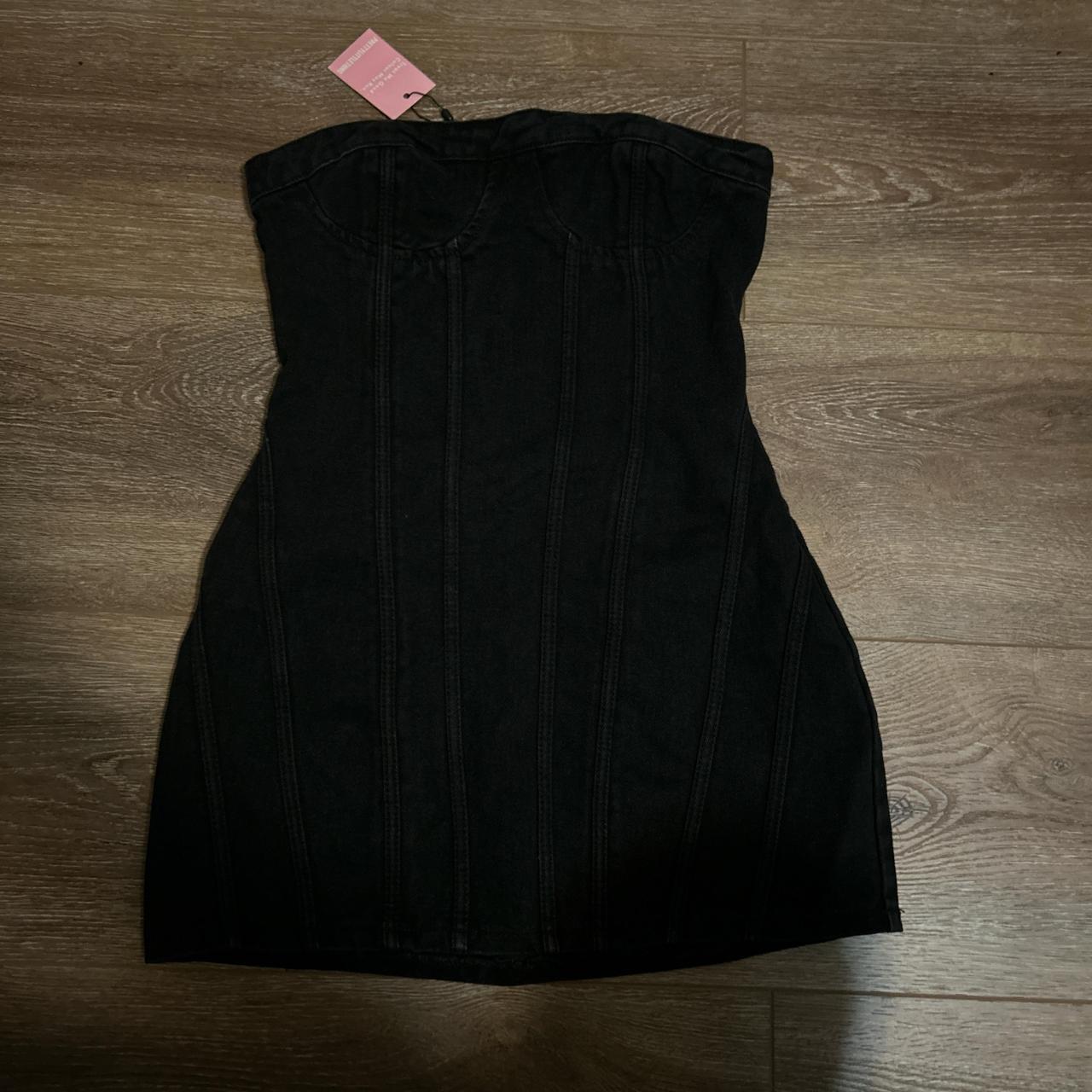 Washed Black Seam Front Denim Mini Dress Brand New Depop