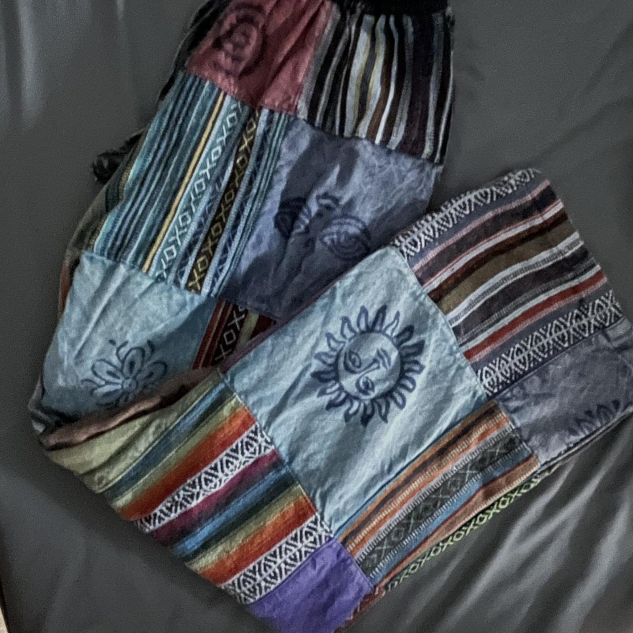 Parava Andromeda Patchwork pants with a boho hippie... - Depop