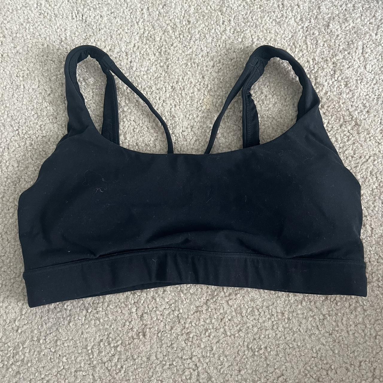Black athleta sports bra. Super comfy just doesn’t... | Depop