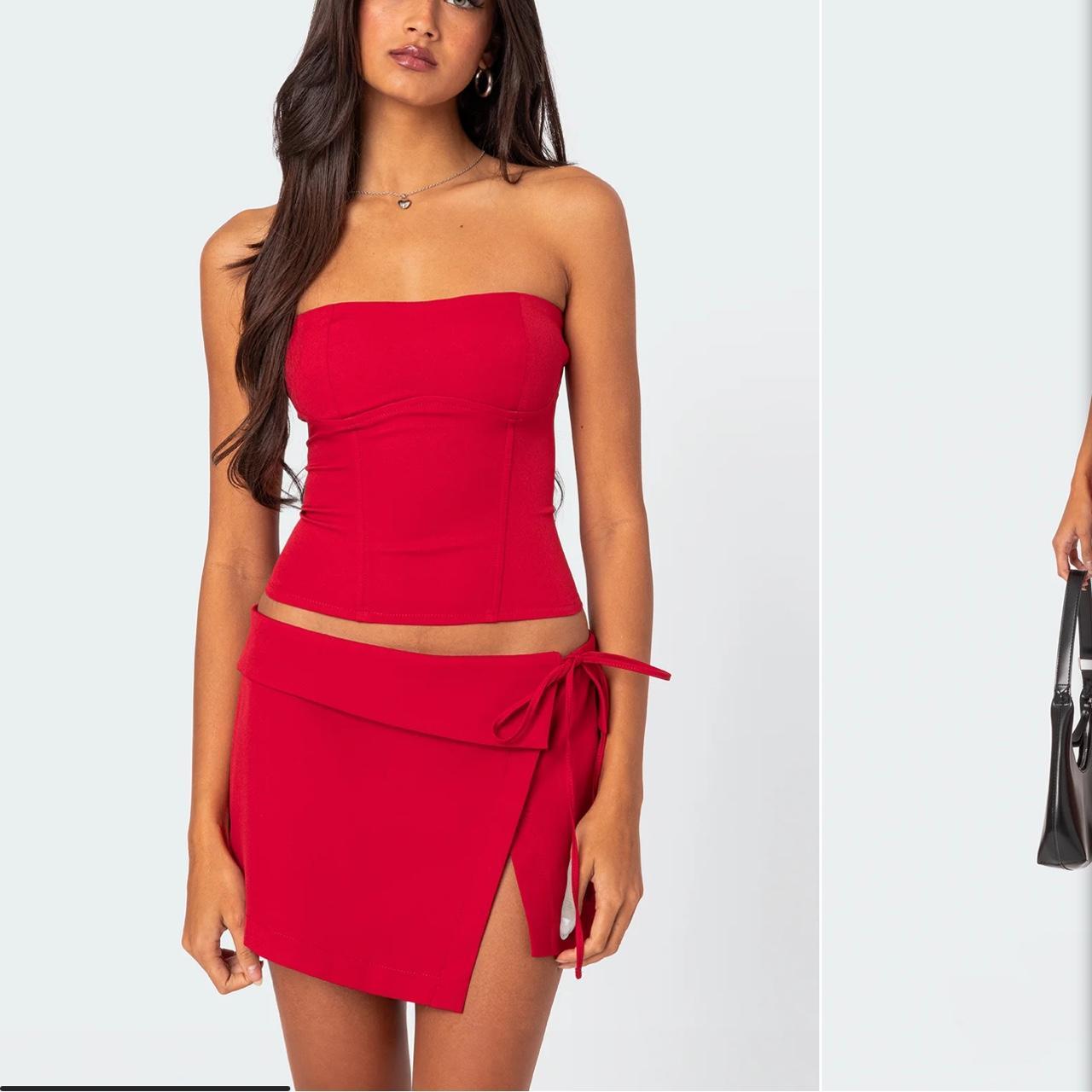 Edikted red corset top -brand new -letting go of it... - Depop