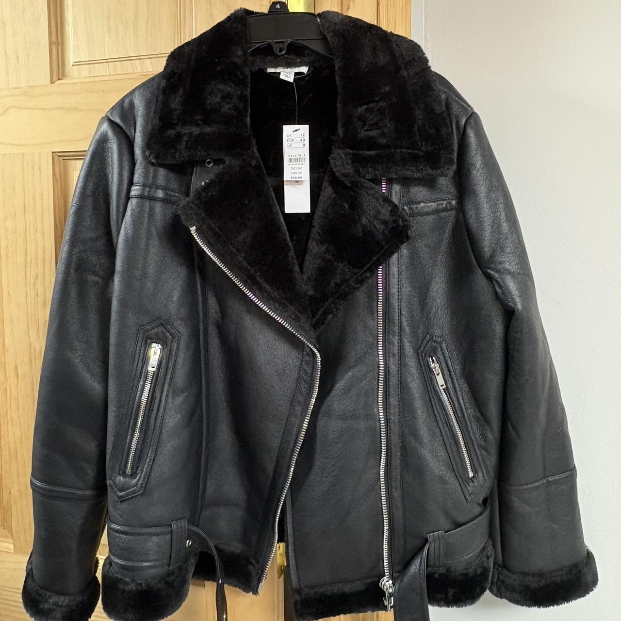 Topshop Leather fluff jacket -open to offers - Depop