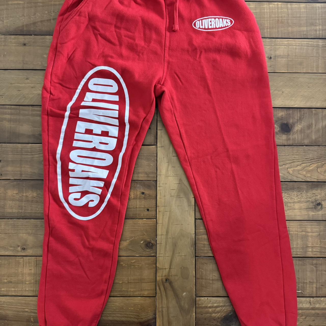 Oliveroaks Red sweats w design Accepting offers,... - Depop