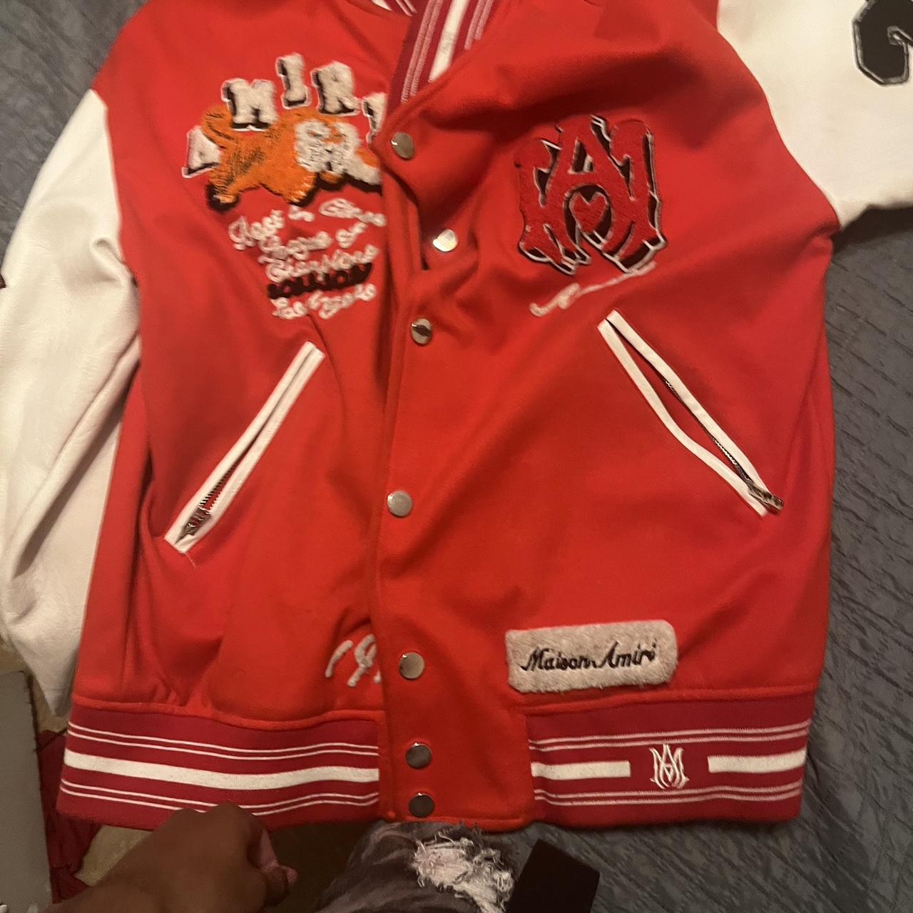 2021 Amiri varsity jacket - red and white... - Depop