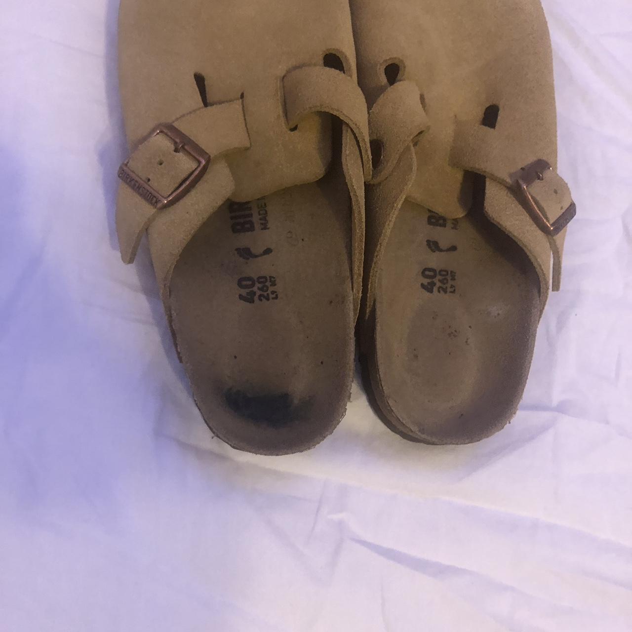 Birkenstock Boston clog in tan stains in bottom heel... - Depop