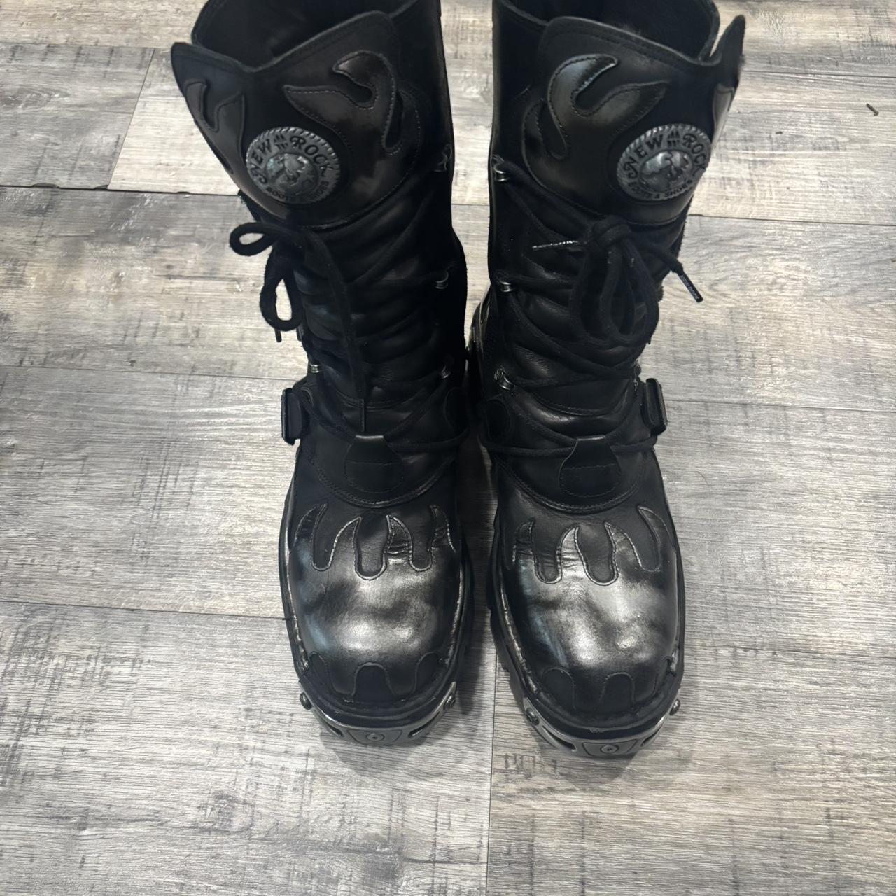 New rock boots with flames Willing to take trades I... - Depop