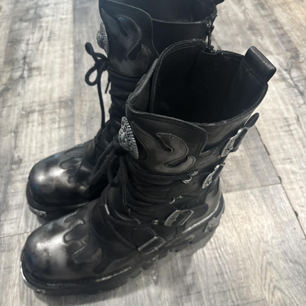 New rock boots with flames Willing to take trades I... - Depop