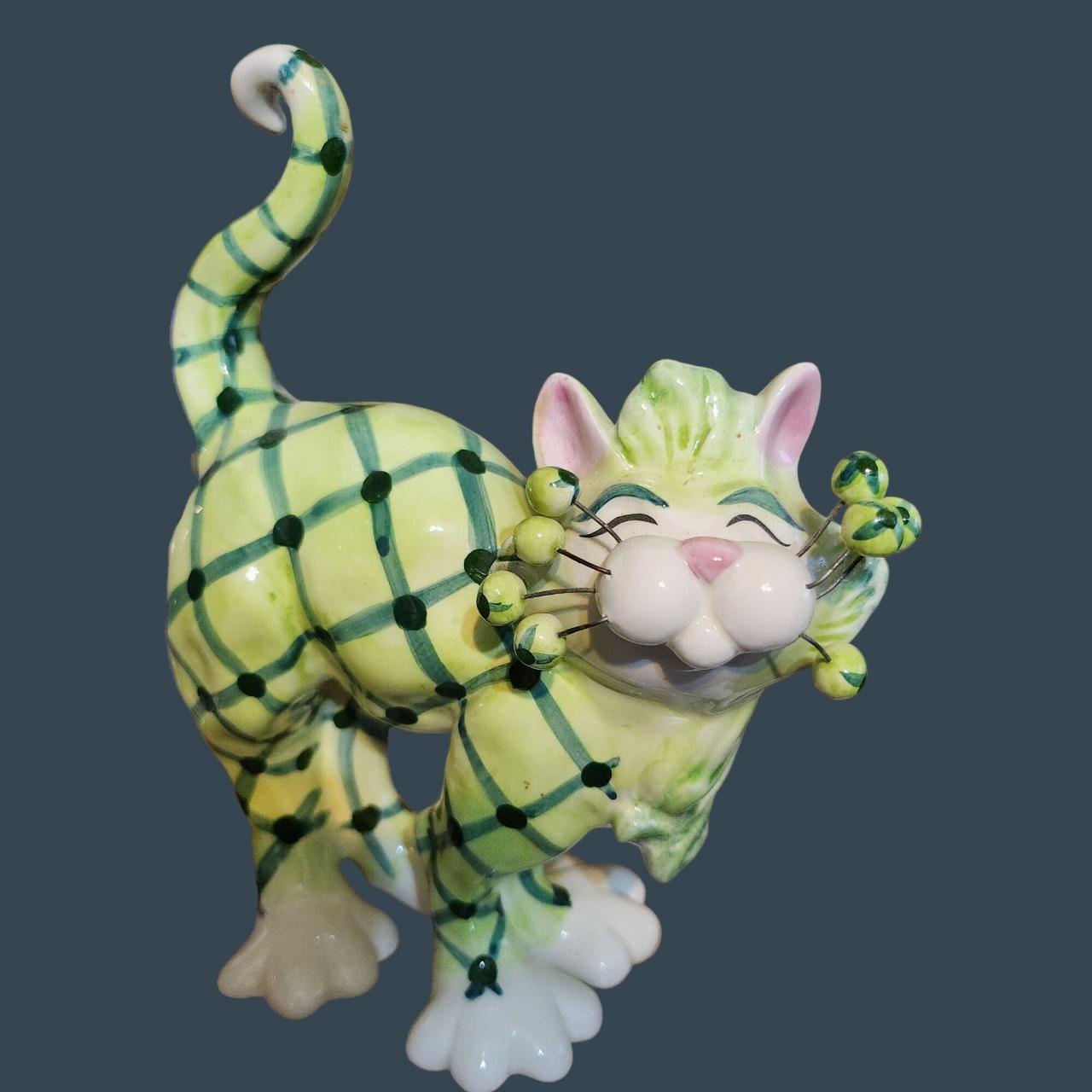 Amy Lacombe 2004 Ceramic Cat Figurine Happy Lucky... - Depop
