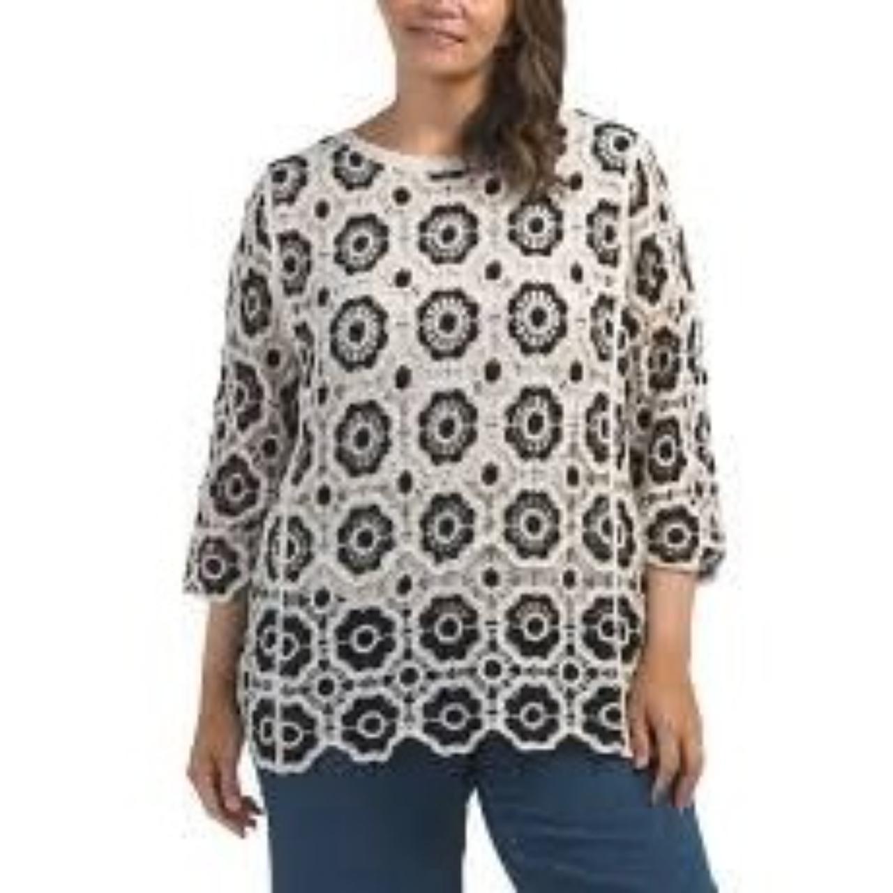 Adiva Top Womens 3X Two Tone Sheer Crochet Overlay... - Depop