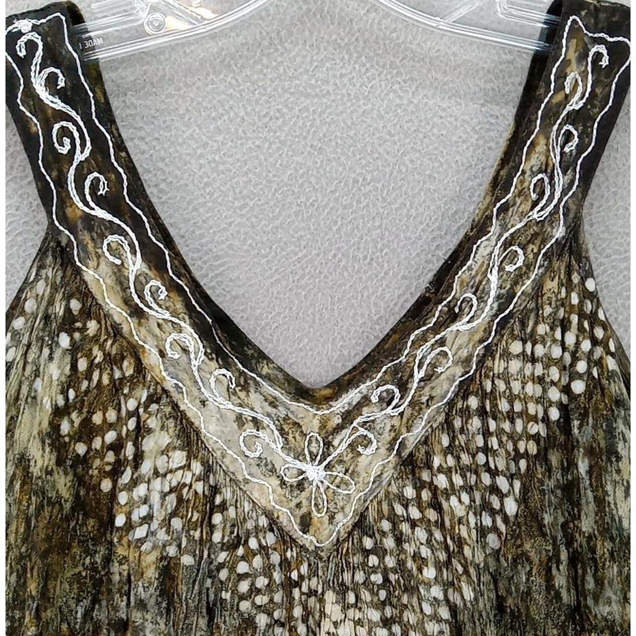 Raya Sun Womans Black Tank Top Embroided Vneck Sz 1X... | Depop