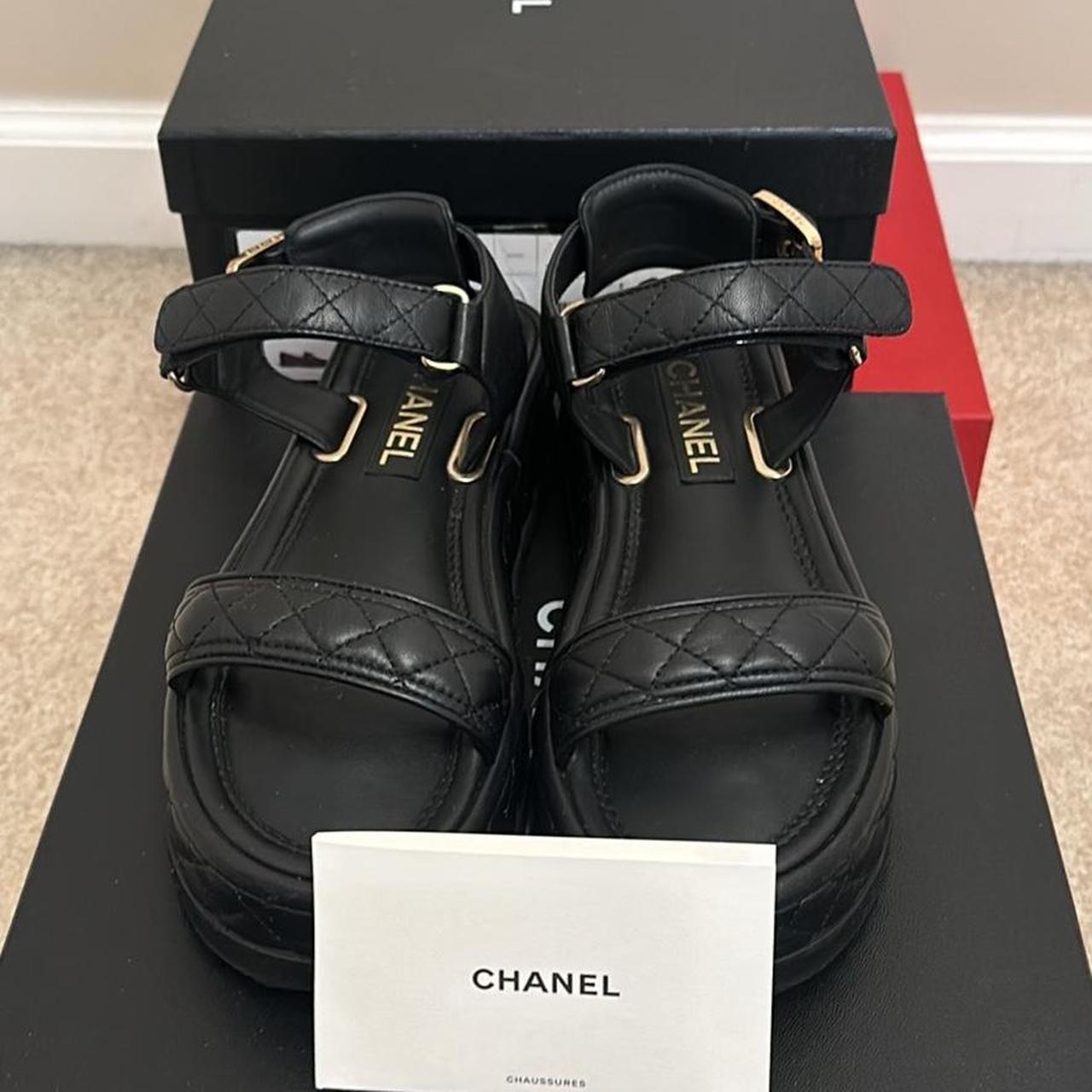 Authentic Chanel sandals (proof attached). Comes... - Depop