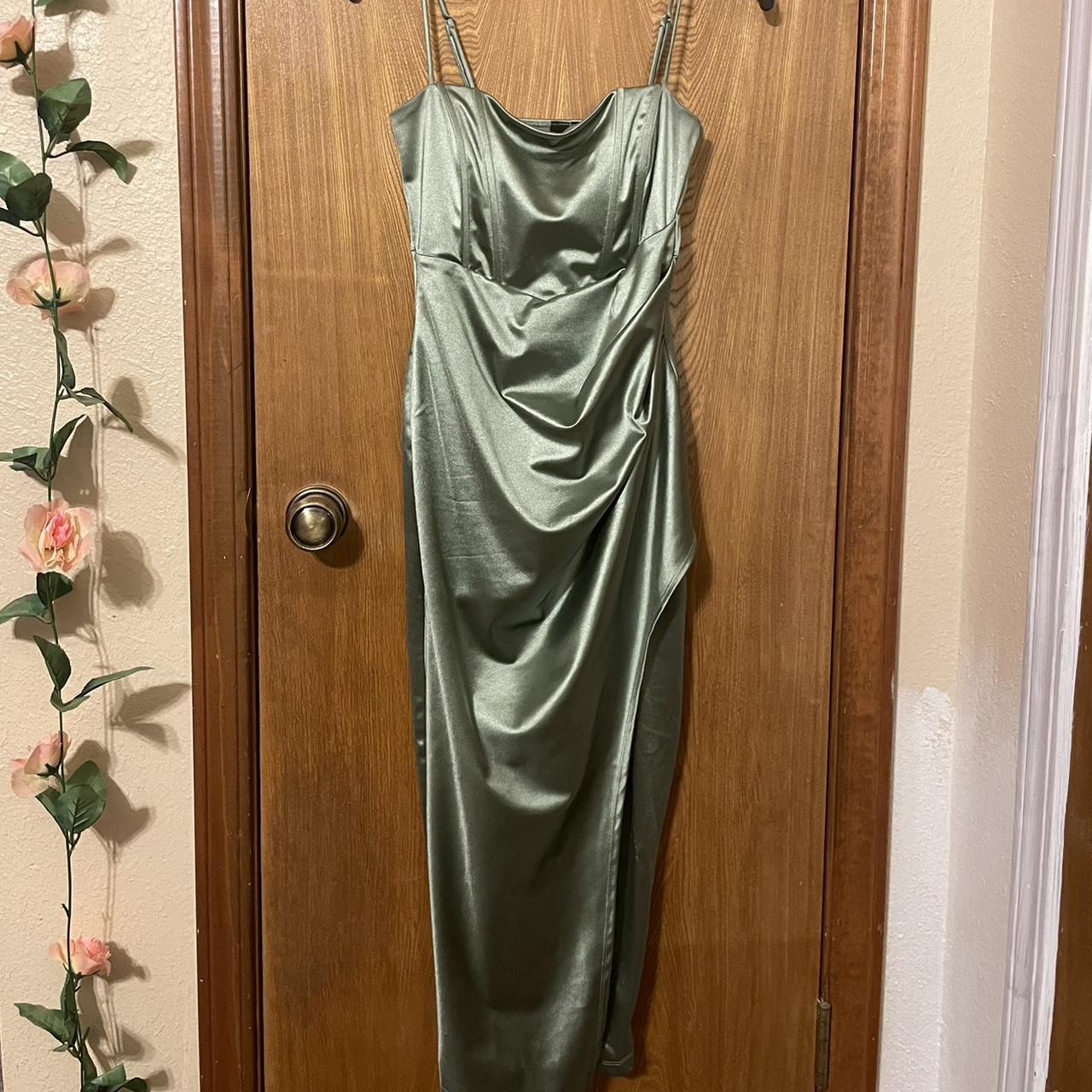 Beautiful Formal Sage Green Silk Corset Fitting... - Depop